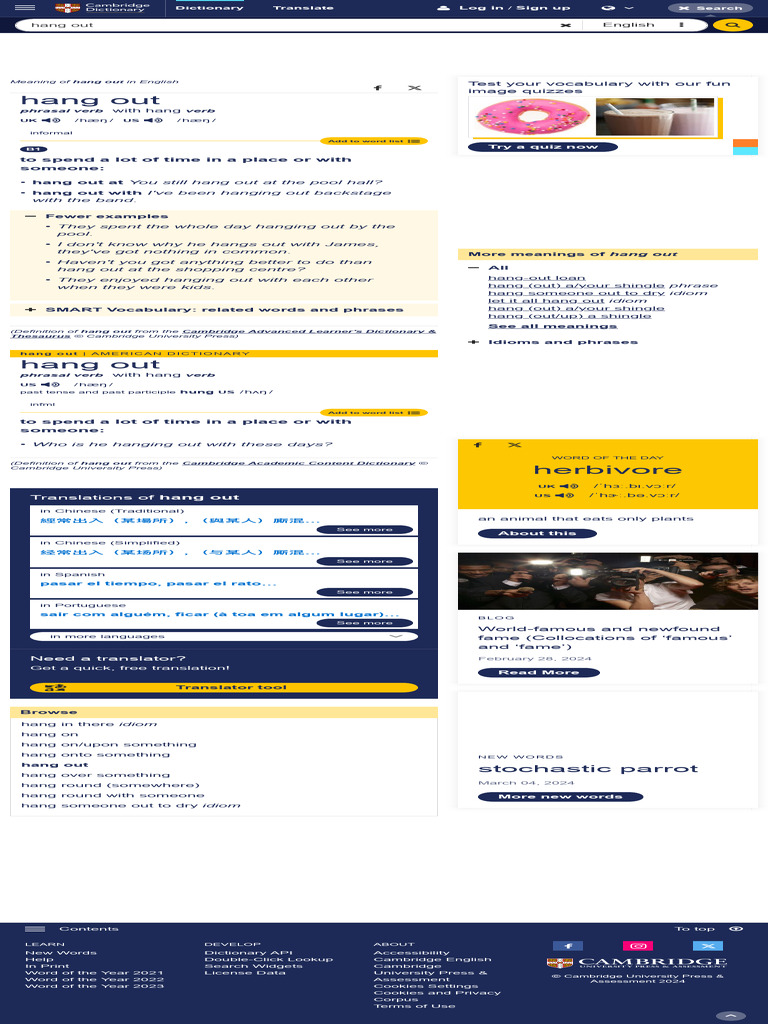 Definition of "Hang Out" in English | PDF | English Language | Verb