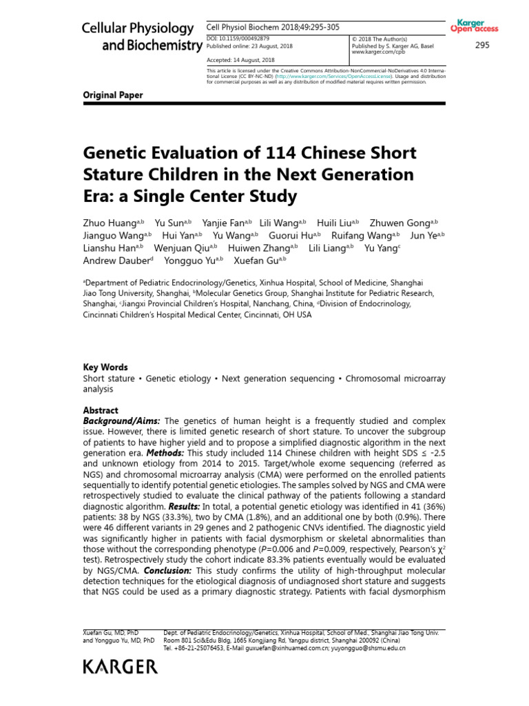 Genetic Evaluation of 114 Chinese Short Stature CH | PDF | Dna ...