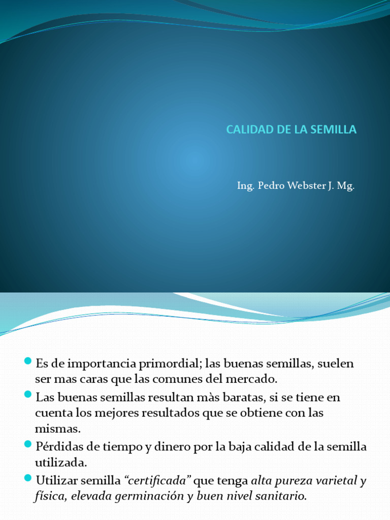 Calidad De La Semilla 6 Pdf Semilla Germinación