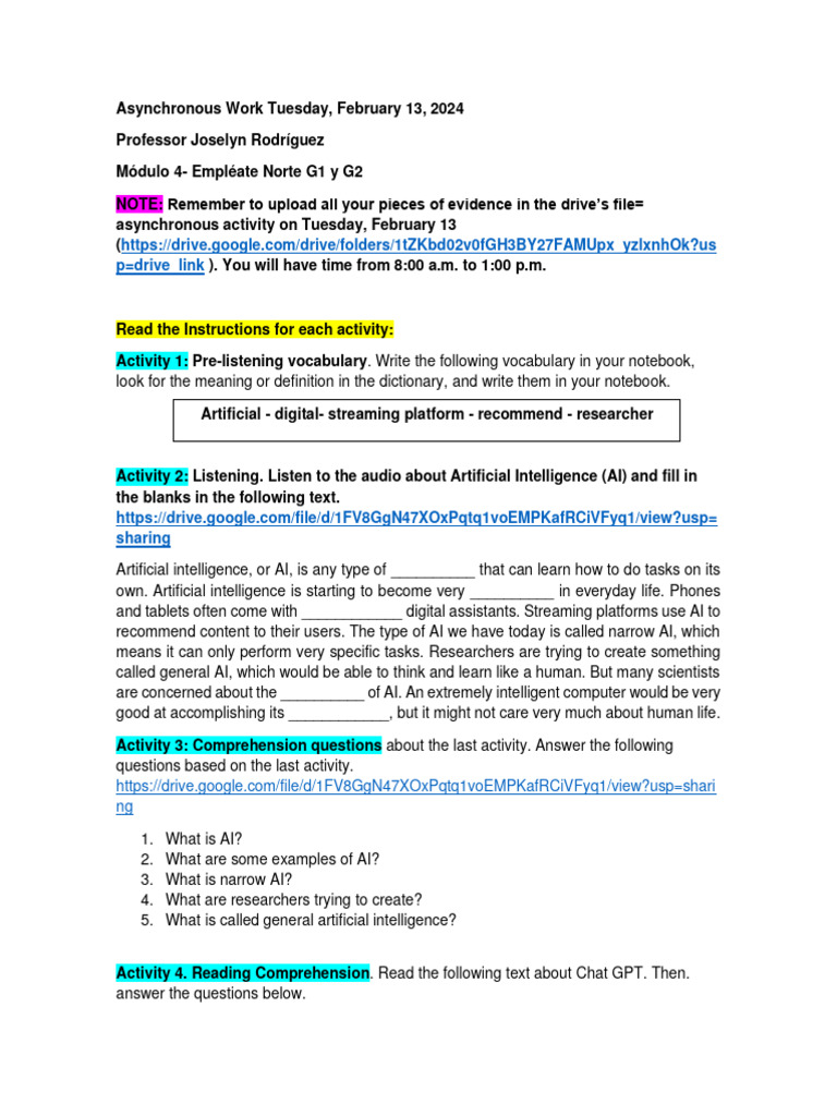 Asynchronous Work | PDF | Artificial Intelligence | Intelligence (AI ...