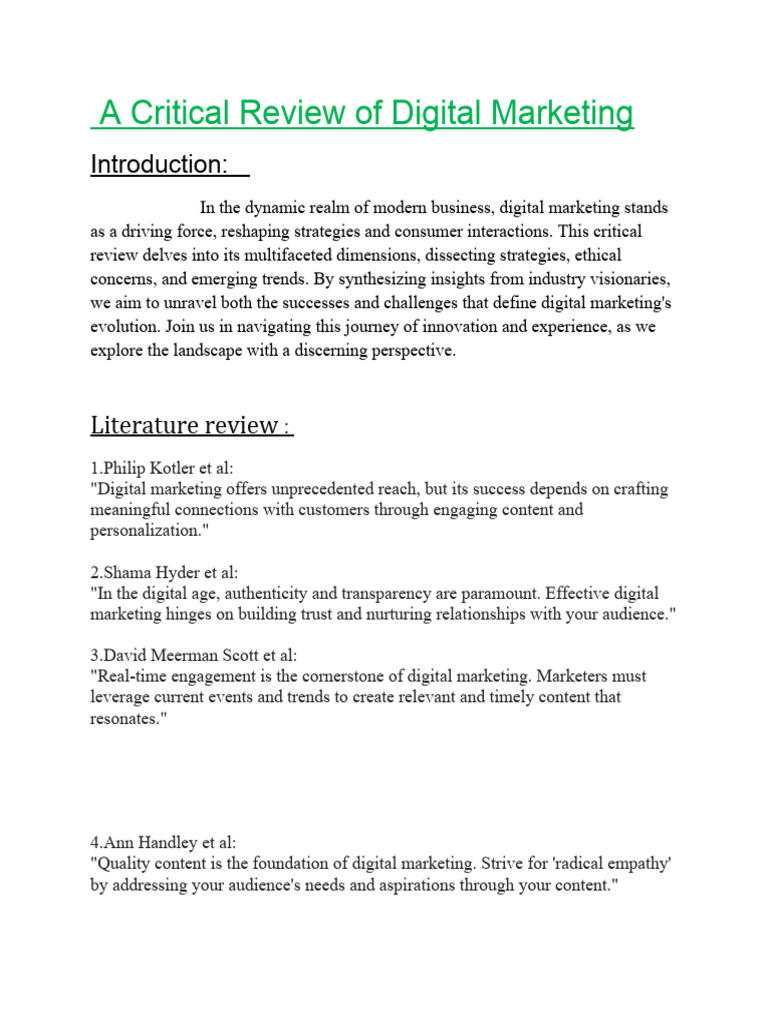 Critical Insights on Digital Marketing | PDF | Digital Marketing ...