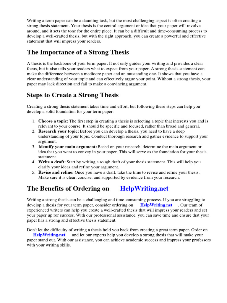 Crafting a Strong Thesis Statement | PDF | Thesis | Essays