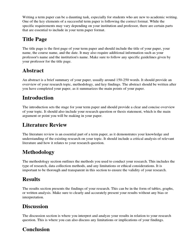 Parts of a Term Paper Format | PDF | Methodology