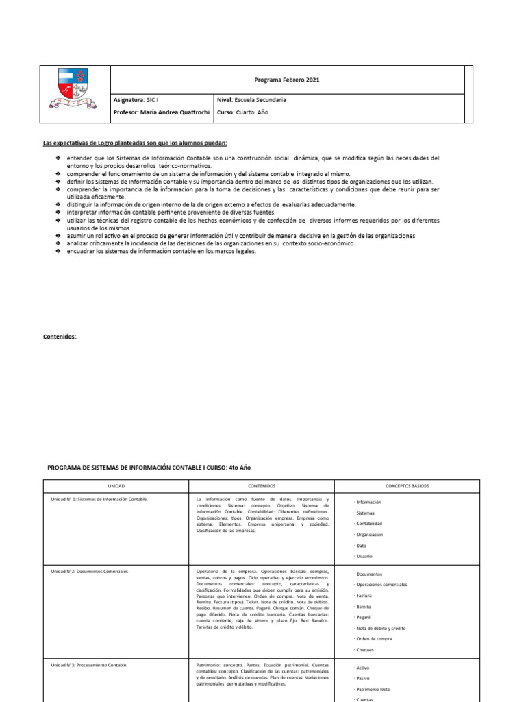 Sic Programa 4 2021 | Descargar gratis PDF | Contabilidad | Hoja de balance