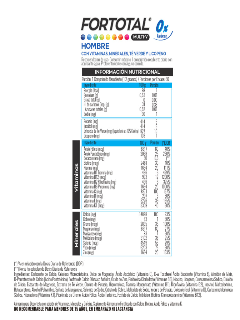 Fortotal Multi V Hombre 60 Comp | PDF | Calcio | Vitamina