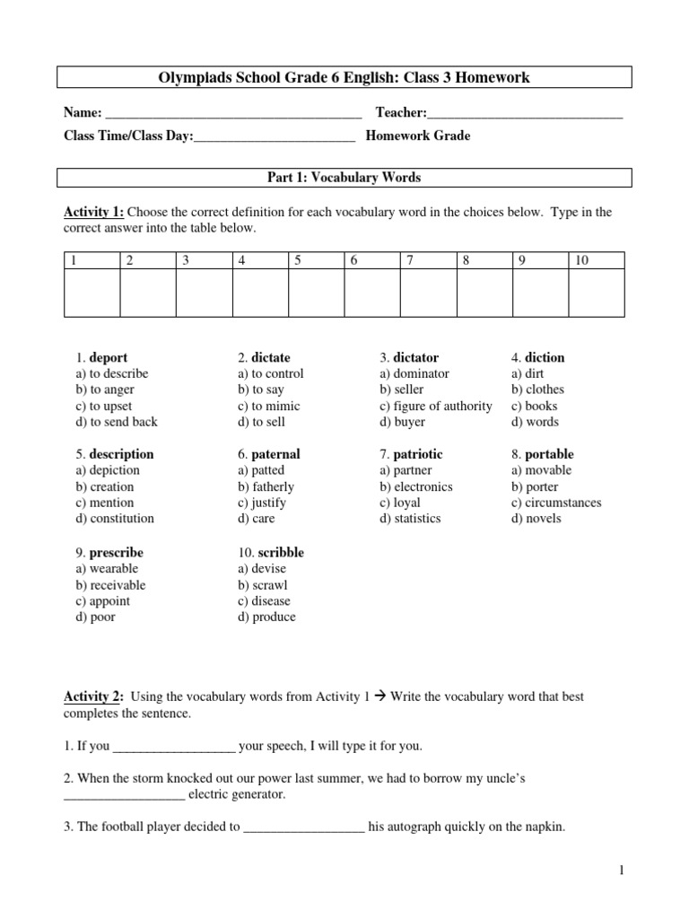 Class03 English G6 Homework Jan 22-24 | PDF | Wright Brothers | Wright ...