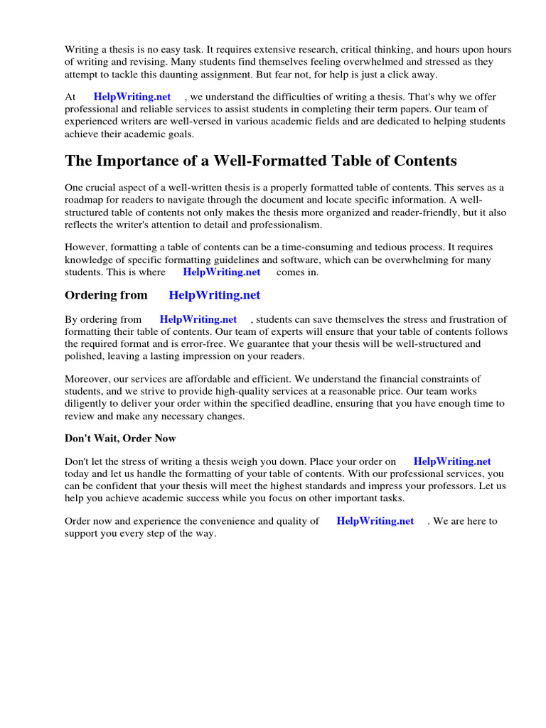 Term Paper Table of Contents Format | PDF | Table Of Contents | Apa Style