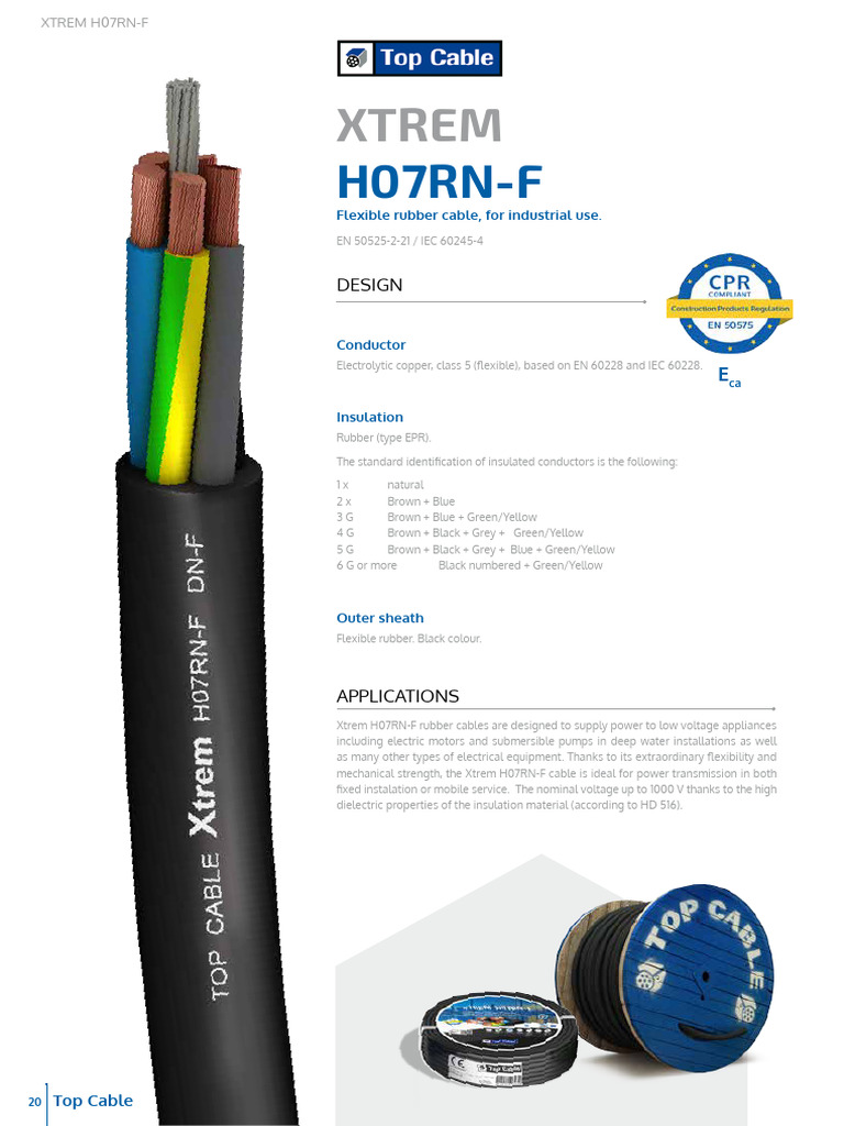 Xtrem H07RN-F Specs | PDF | Insulator (Electricity) | Electrical Resistance And Conductance