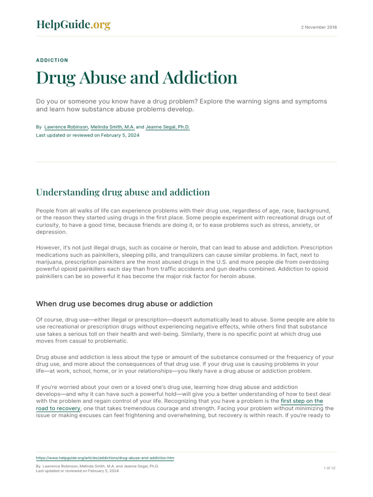 Drug Abuse and Addiction | PDF | Substance Abuse | Substance Use Disorder