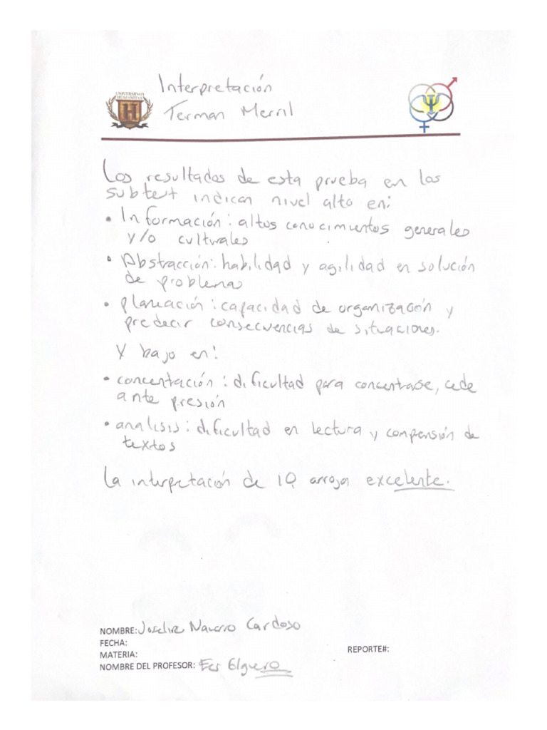 Interpretación TERMAN MERRIL | PDF