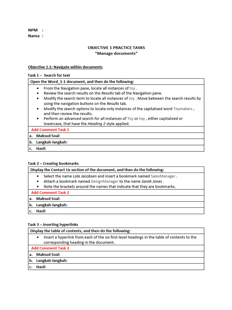 Objective 1 - Responsi 1 - Form Tugas | Download Free PDF | Computer ...