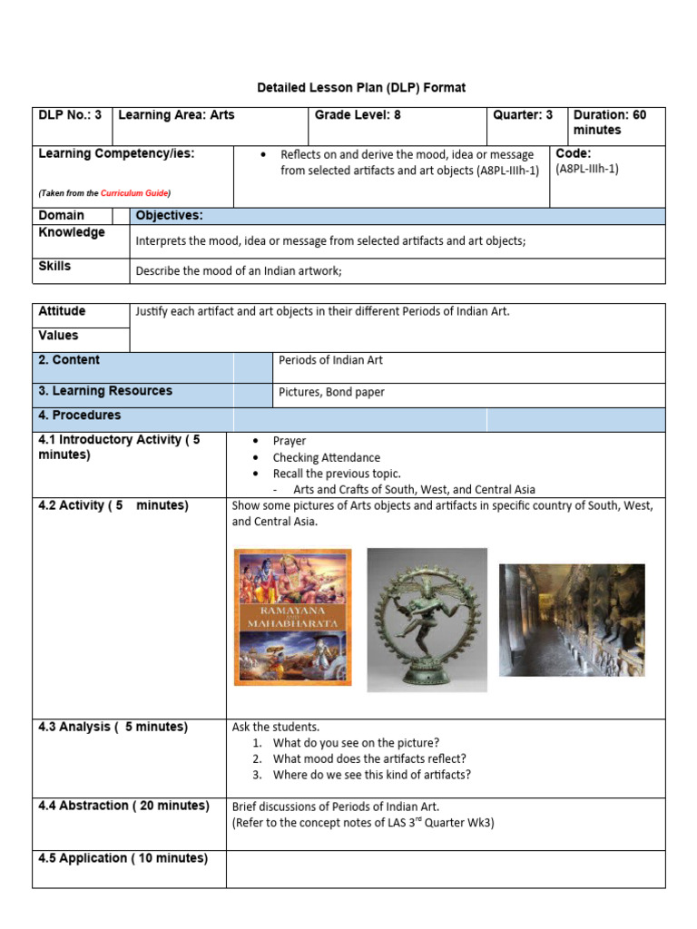 Iplan Arts 8-3rd Quarter - 3 | PDF | Learning | Lesson Plan