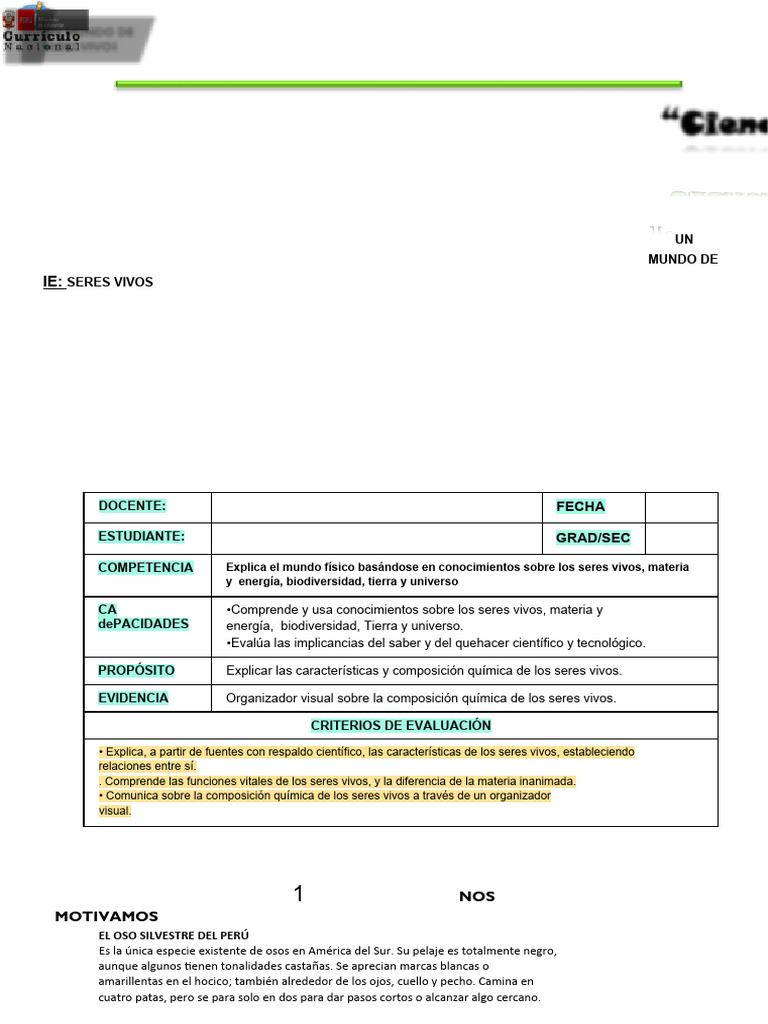 A-1º ACT 1 CYT UNID 1- SEM 1 | PDF | Organismos | Sustancias químicas