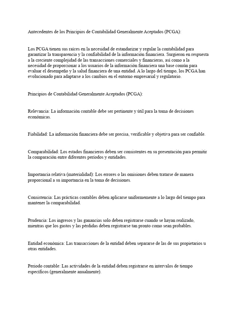 Fundamentos y Beneficios de los PCGA | PDF | Contabilidad | Estado ...