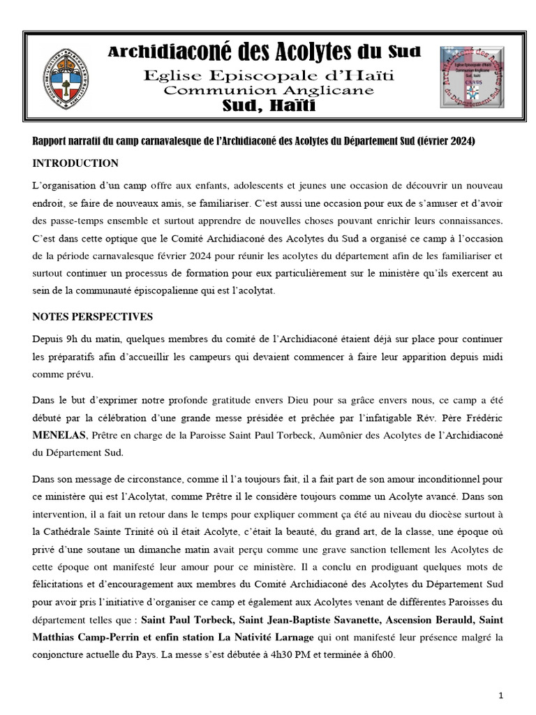 Camp carnavalesque des Acolytes 2024 | PDF | Liturgie et culte chrétien