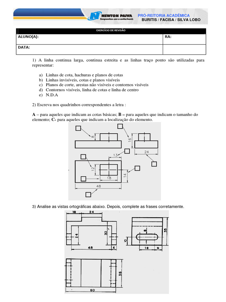 Exercício de Revisão Des Tec II 2011 | PDF | Desenho