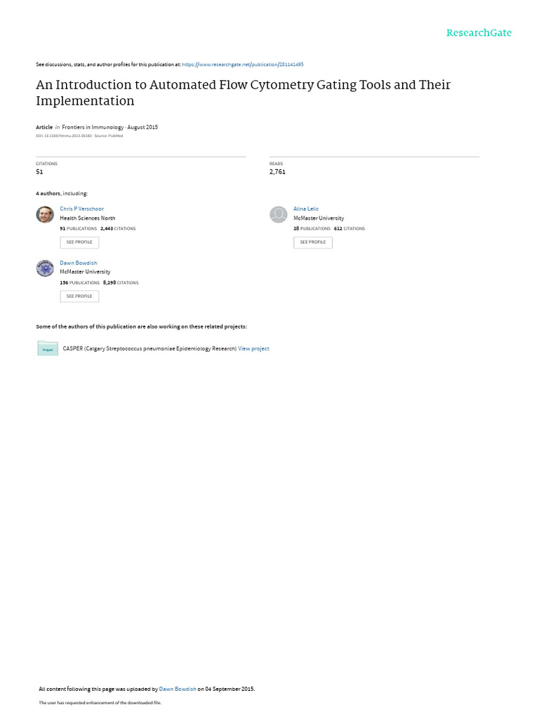 An Introduction To Automated Flow Cytometry Gating Tools and Their ...