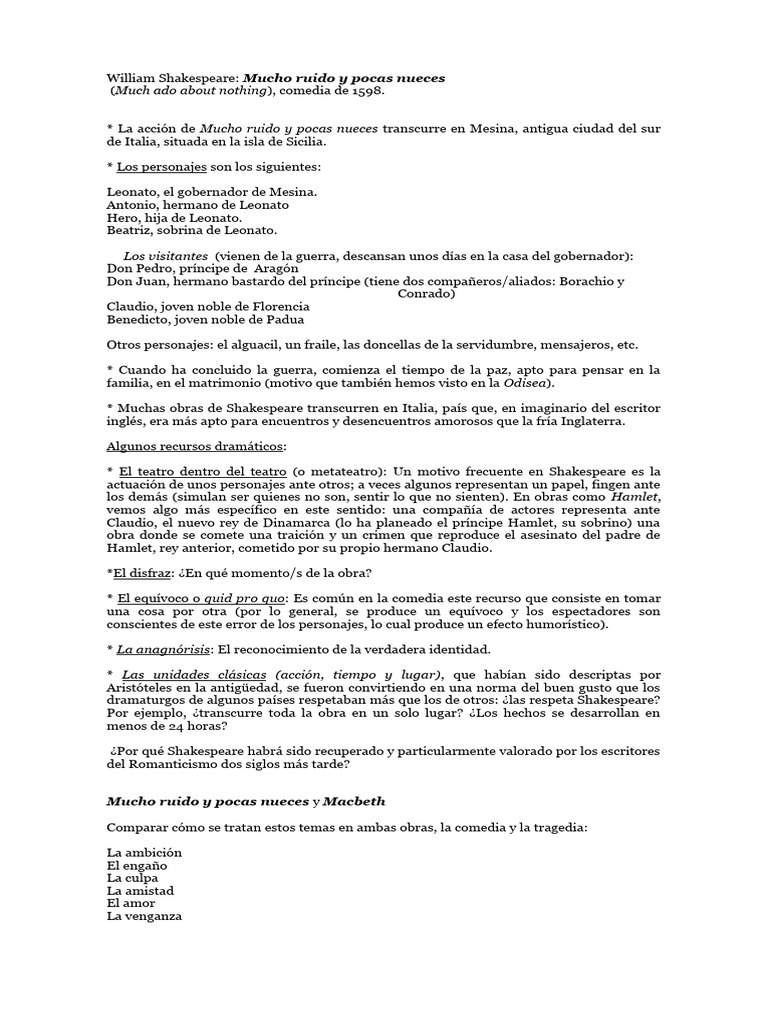 Mucho Ruido y Pocas Nueces. para Considerar. | PDF | Mucho ruido y pocas nueces | William ...