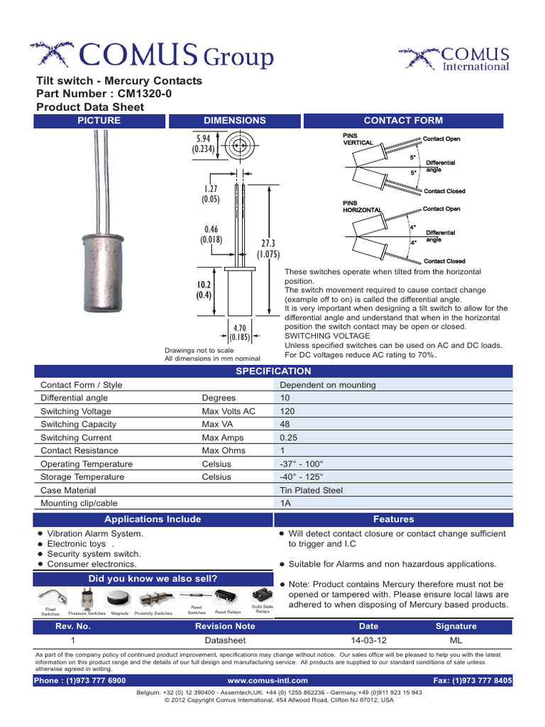 CM1320_datasheetB | PDF | Switch | Relay
