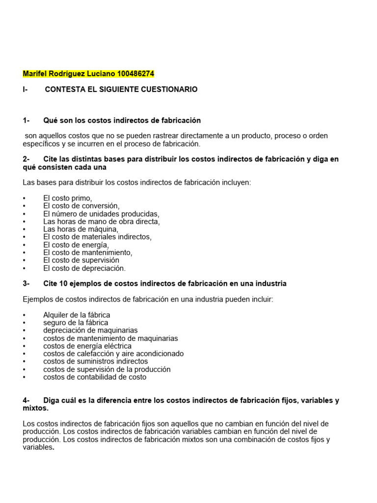 Ejercicio Cif | PDF | Costo | Business