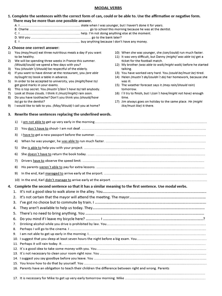 Rephrasing Modal Verbs - 1 Bach | PDF