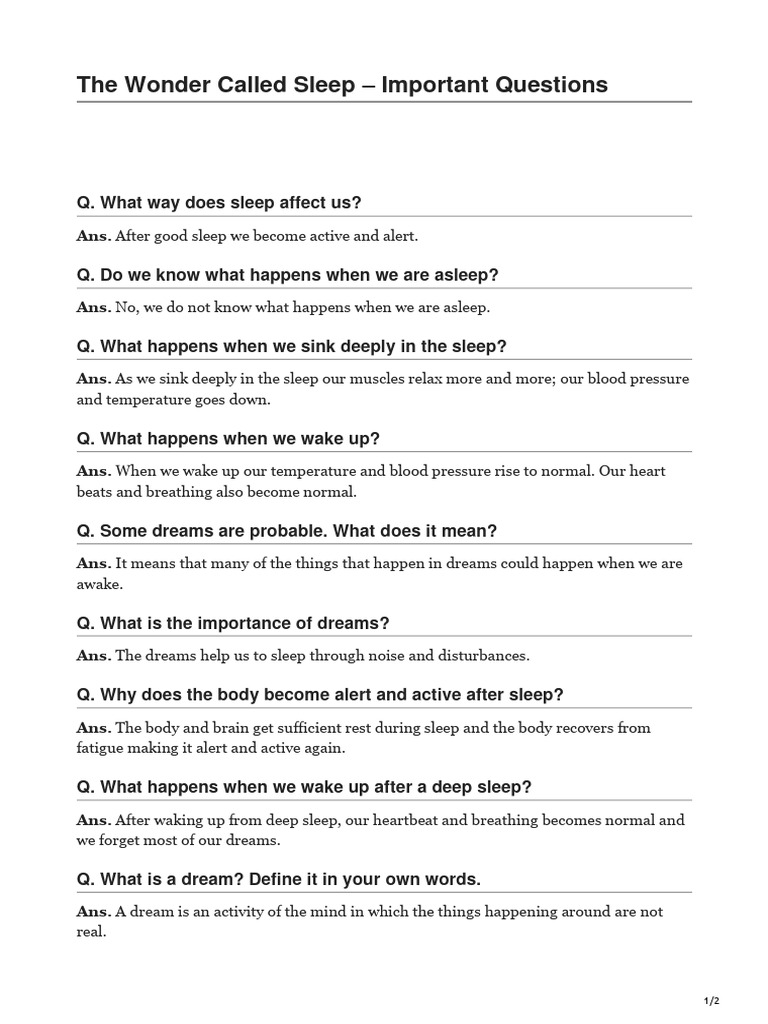 Effects and Importance of Sleep | PDF | Sleep | Dream