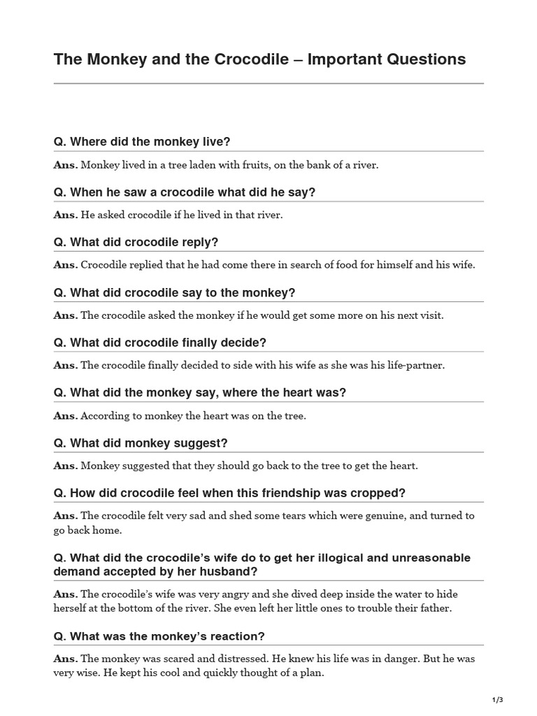 Monkey and Crocodile: Key Questions Answered | PDF | Religion ...