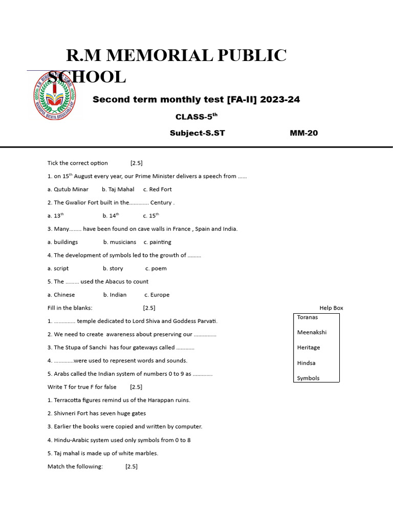 Class 5th SST 2 | PDF | Social Science | Art