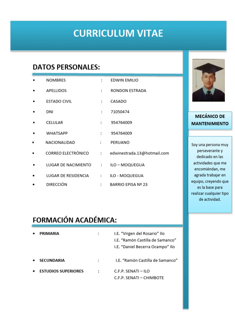 CV de Edwin Emilio Rondón Estrada | PDF | Logística | Business