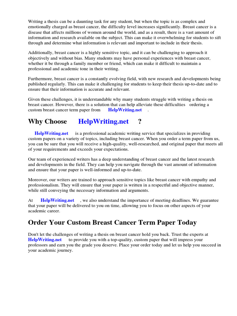 Breast Cancer Term Papers | PDF | Cancer | Oncogene