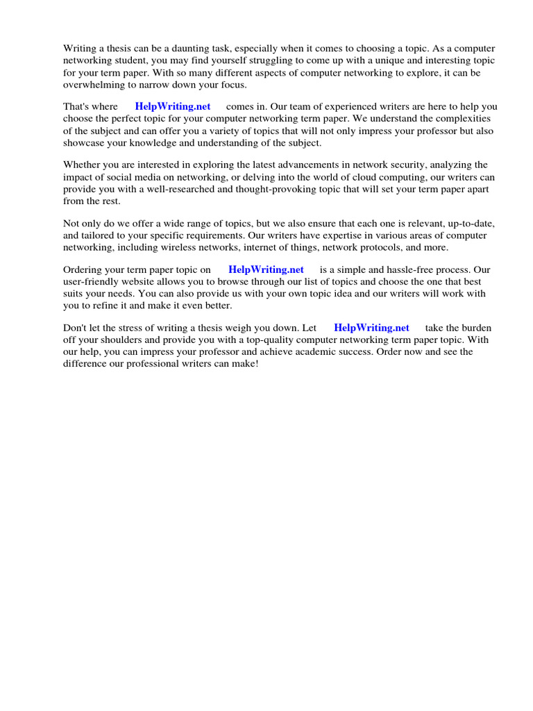 Computer Networking Term Paper Topics | PDF | Computer Network | Network Topology