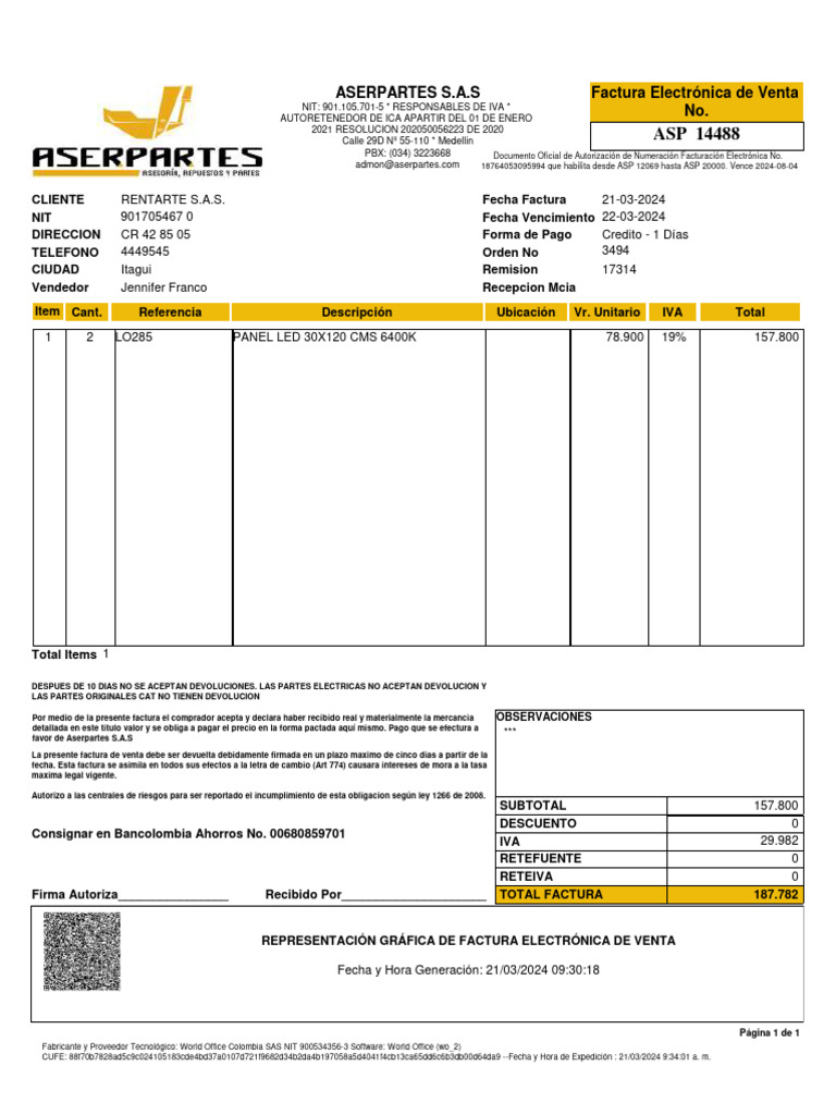 FV 14488 | PDF | Factura