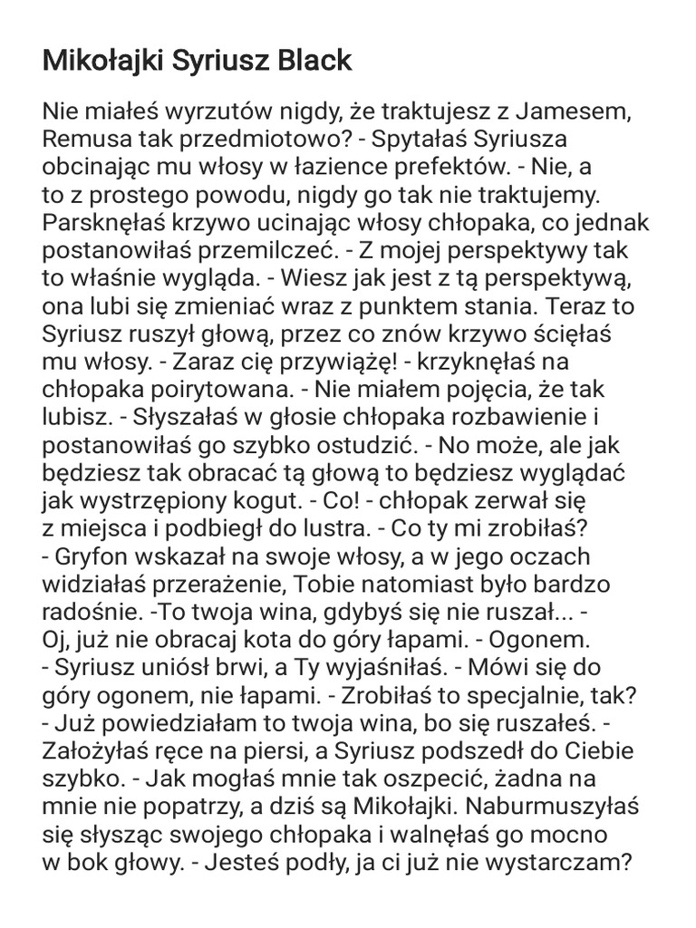 Mikołajki Syriusz Black | PDF