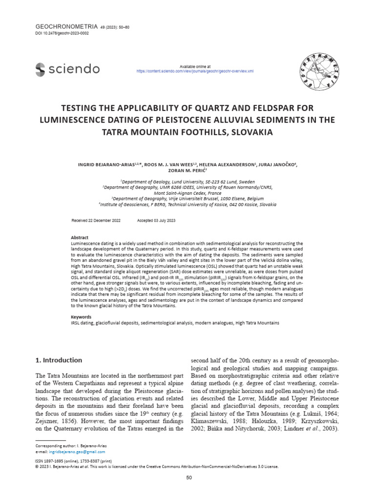 Testing The Applicability of Quartz and Feldspar For Luminescence ...