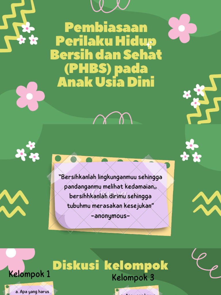 Pembiasaan Perilaku Hidup Bersih Dan Sehat (PHBS) Pada Anak Usia Dini | PDF