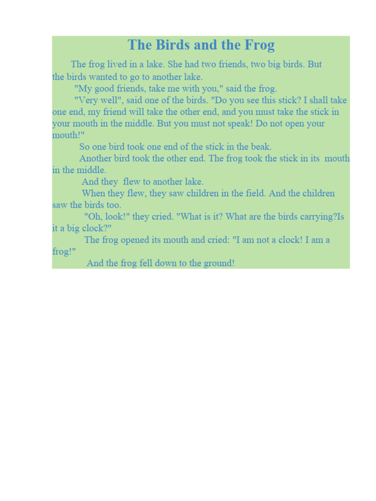 The Birds and The Frog | PDF