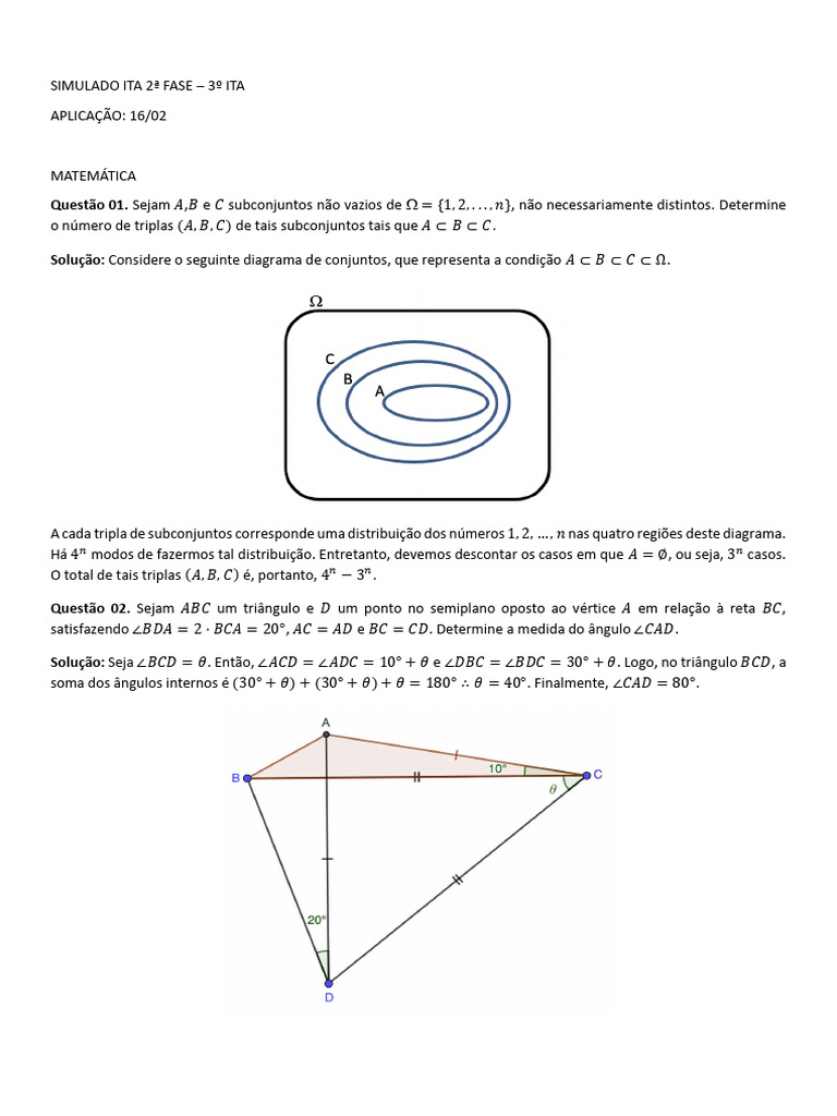 SIMULADO | PDF | Triângulo | Conjunto (Matemática)