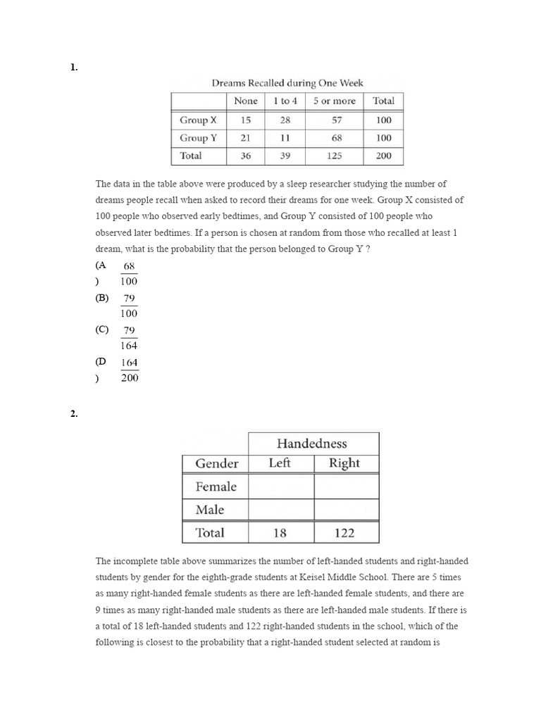 Probability PYQ | PDF | Rock (Geology) | Handedness