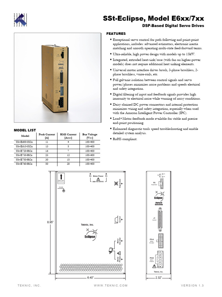 SSt-Eclipse Model E6xx/7xx DSP-Based Digital Servo Drives | PDF | Electric Motor | Servomechanism