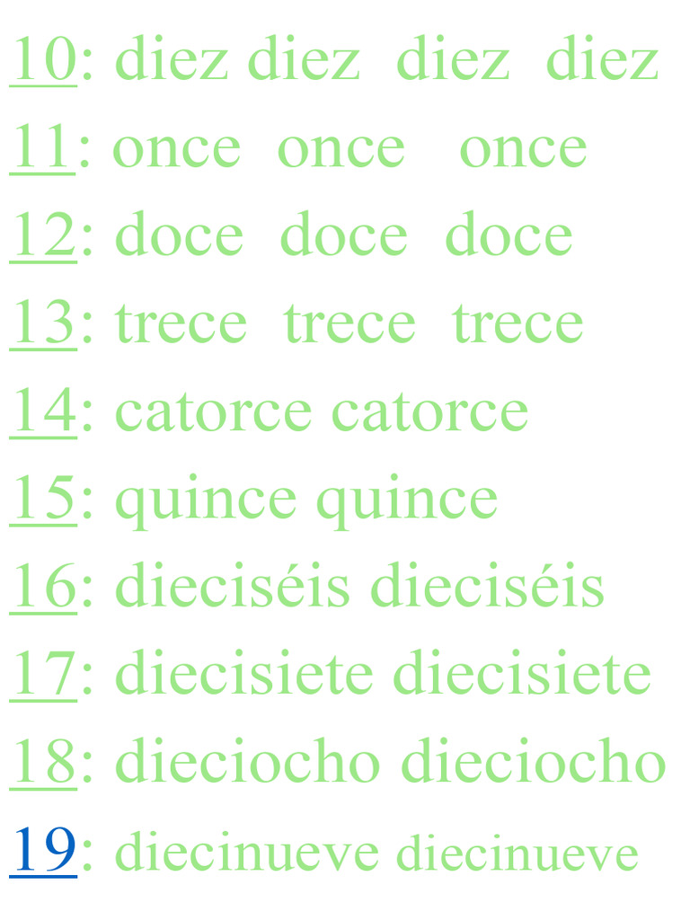 Delinear Numeros Del 10 Al 19 | PDF