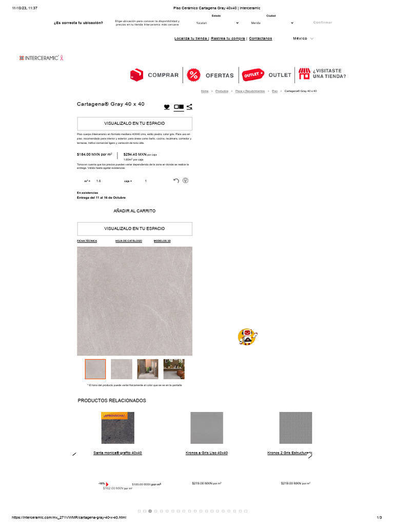 Piso Cerámico Cartagena Gray 40x40 - Interceramic | PDF