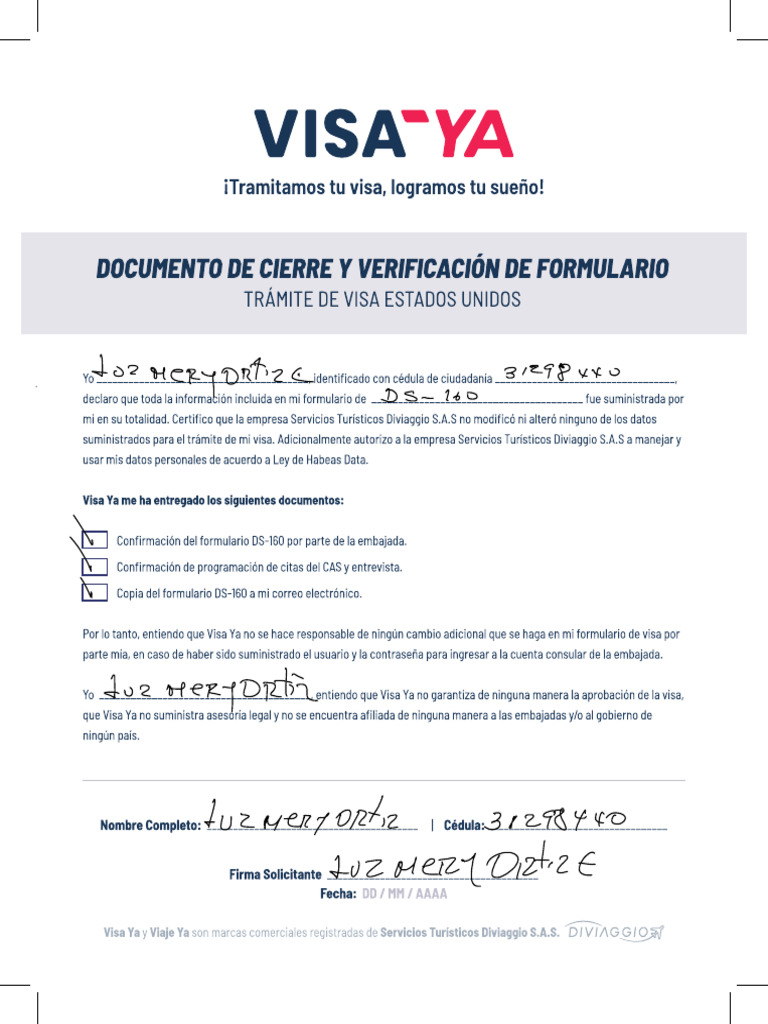 Formulario DS 160 | PDF