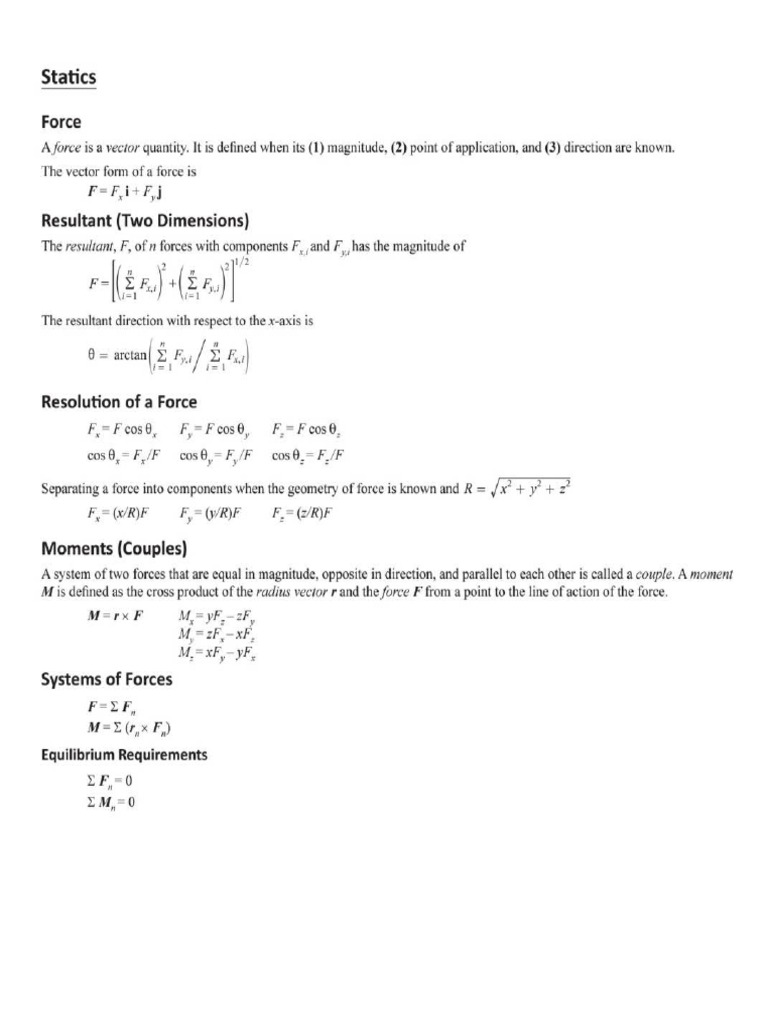 Dynamics & Statics Notes | PDF