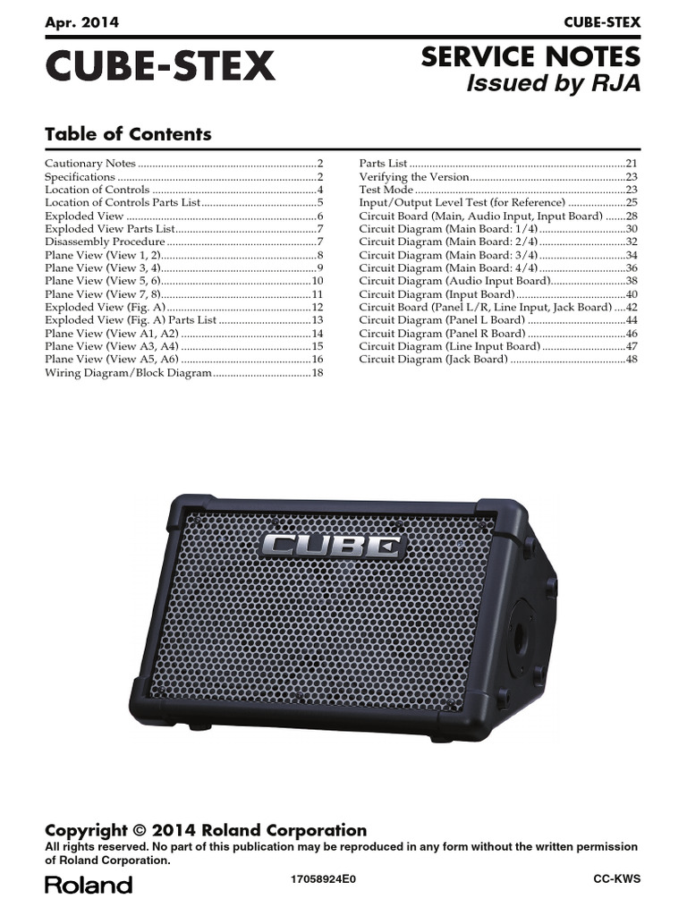 Roland Cube Stex Service Manual | PDF | Audio Engineering | Electronics