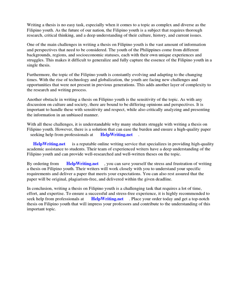 Term Paper About Filipino Youth | PDF | Philippines | Thesis