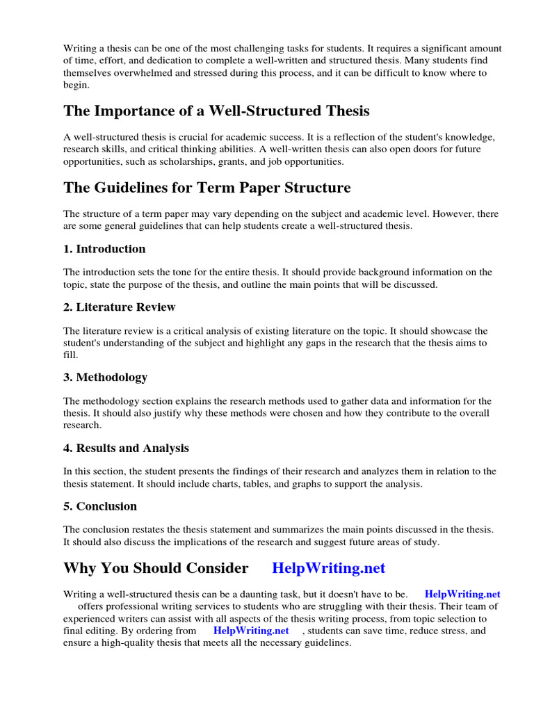 Term Paper Structure Guidelines | PDF | Thesis | Methodology