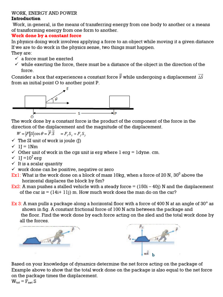 Work, Enrgy & Power | PDF | Force | Potential Energy