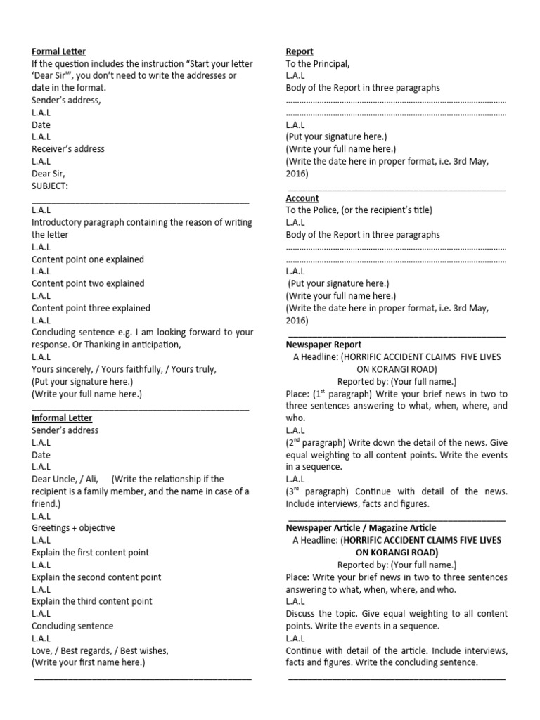 Formats For Compositions | PDF | Essays | Human Communication