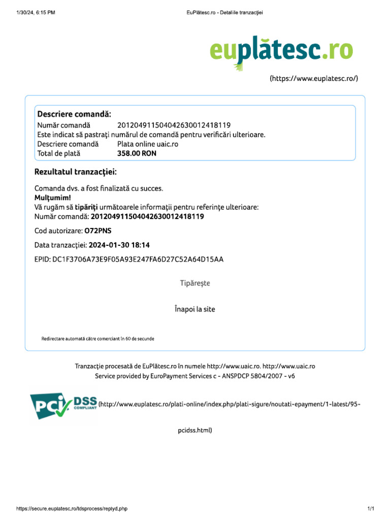 Chitanta Camin Februarie | PDF