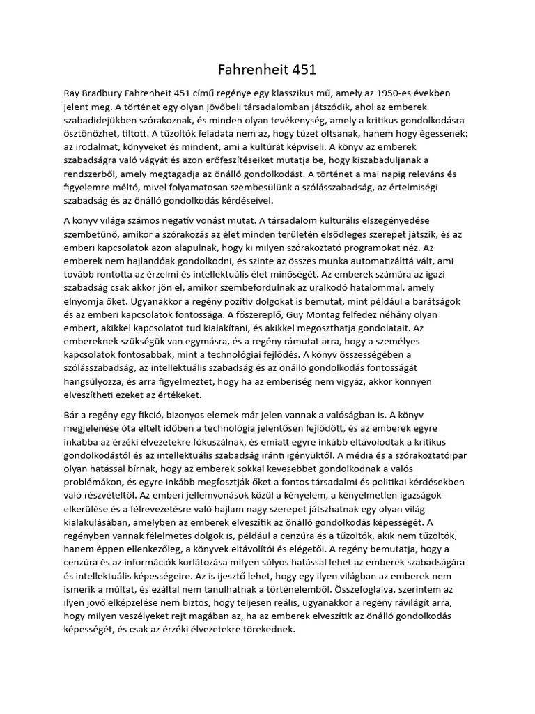 Fahrenheit 451 Végleges | PDF